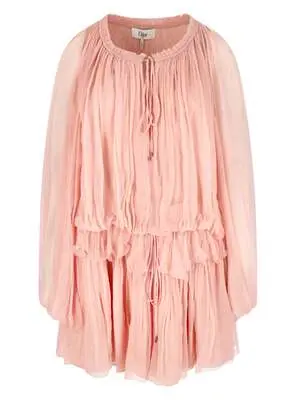 Chloé Lightweight Silk Ruffled Slip Dress - Pink