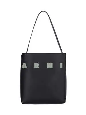 Marni Calf Leather Metallic-accented Mini Crossbody Bag - Black