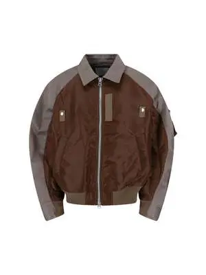 Sacai Technical Nylon Panel Jacket - Brown