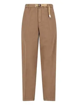 WHITE SAND Linen-blend Trousers With Textured Drape - Brown