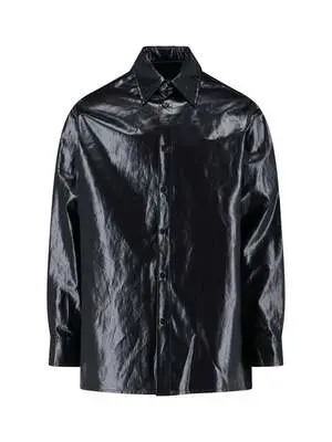 MAISON MARGIELA Linen Shirt With Polyurethane Coating - Black