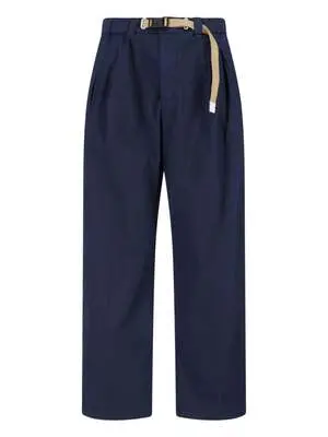WHITE SAND Cotton Stretch Trousers - Blue