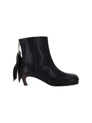 Sacai Leather Zip-up Ankle Boots - Black