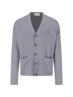 VIVIENNE WESTWOOD Cotton Cashmere V-neck Cardigan - Grey