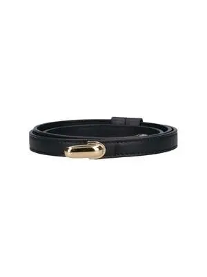 Savette Leather Belt With Gold-tone Buckle - Black