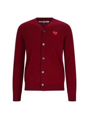 Play Comme Des Garcon Cardigan With Heart Logo - Red