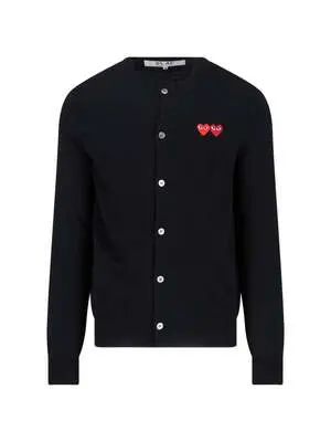 Play Comme Des Garcon Wool Sweater With Iconic Heart Graphic - Black