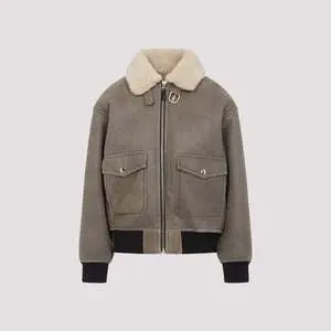 Celine Aviator Shearling Collar Jacket - Brown