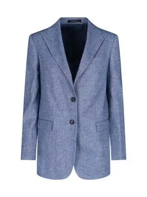 Tagliatore Linen-blend Stretch Jacket - Blue