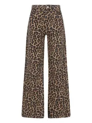 ANINE BING Leopard Print Wide-leg Jeans