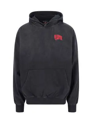 BILLIONAIRE Washed Cotton Hooded Sweatshirt - Black