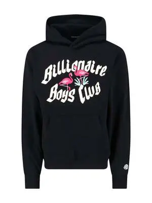 BILLIONAIRE Crewneck Hoodie With Flamingo Graphic - Black