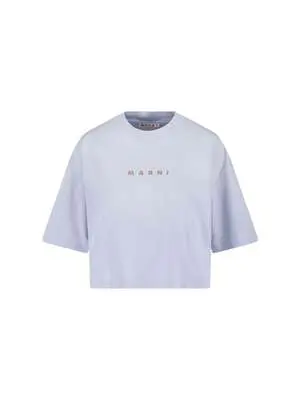 Marni 100% Cotton Crewneck T-shirt - Light Blue