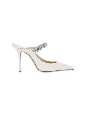 JIMMY CHOO Jimmy Choo Embellished Textile And Leather Heeled Pumps White