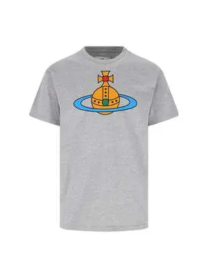 VIVIENNE WESTWOOD 100% Cotton Crewneck T-shirt - Grey