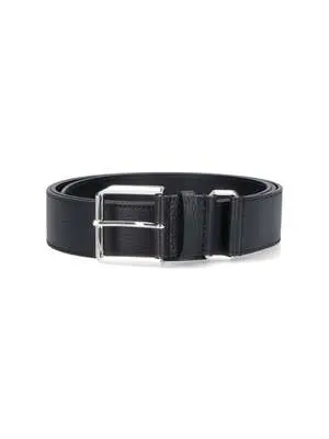Givenchy Sleek Calf Leather Belt With Brass Hardware - Black