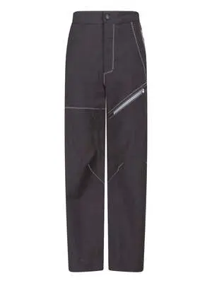 KIKO KOSTADINOV 100% Virgin Wool Tapered Trousers With Contrast Stitching And Zip Detail - Brown