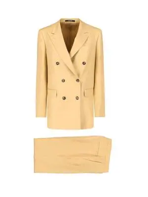 Tagliatore Double-breasted Linen Blazer And Trousers - Beige