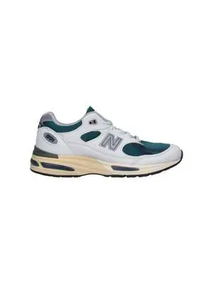 NEW BALANCE Nubuck And Mesh Lace Up Sneakers - Green