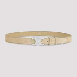 Celine Suede Belt With Triomphe Buckle - Nude & Neutrals