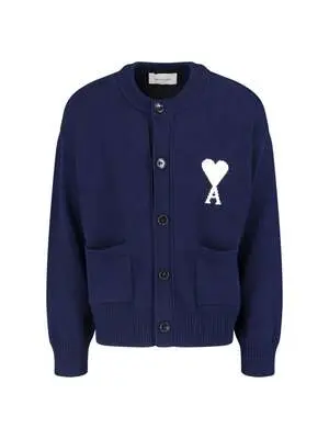 AMI Paris Cozy Wool-cotton Blend Sweater - Blue