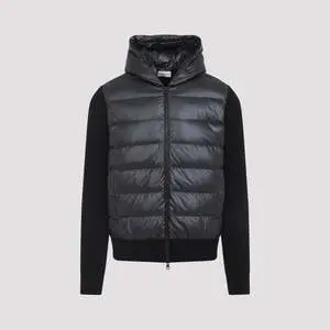 Moncler Virgin Wool Down & Feather Cardigan Sweater - Black