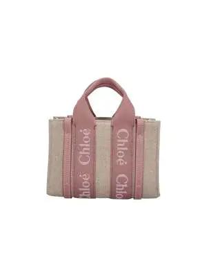 Chloé Linen & Calf Leather Shoulder Bag - Beige