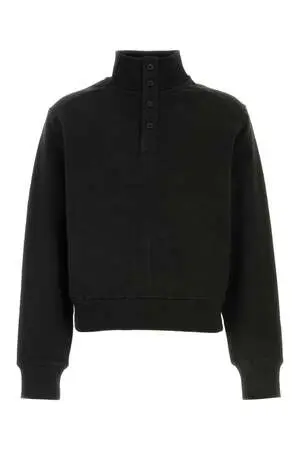 ENTIRE STUDIOS Half Zip Stand Collar Sweatshirt - Black