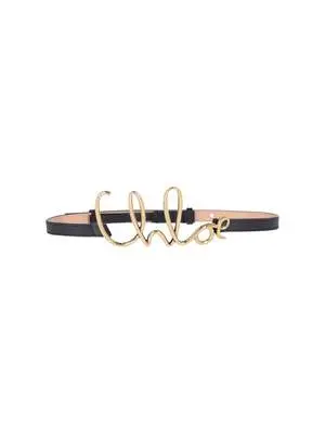 Chloé Brass Buckle Calf Leather Belt - Black