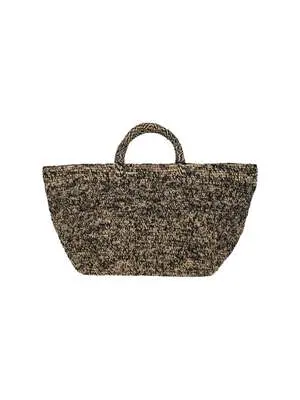 IBELIV Raffia And Cow Leather Handbag With Hoop Handle