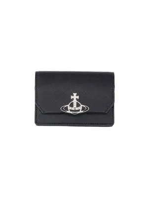 VIVIENNE WESTWOOD Compact Leather Card Holder 8 Cm X 11 Cm X 2.5 Cm - Black