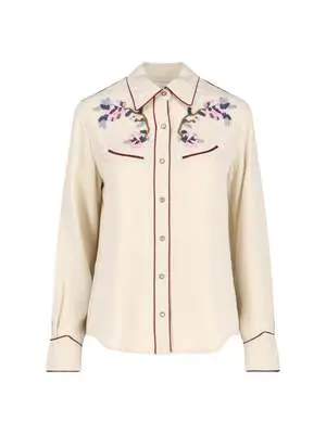 Isabel Marant Étoile Embroidered Bead-trim Shirt - White