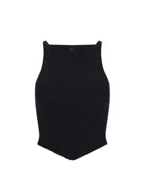 COURREGES Ribbed Viscose-blend Top - Black