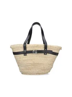 Coperni Lightweight Palm And Leather Tote Bag - Beige