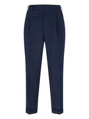 PT TORINO Cotton-silk Trousers With Refined Texture - Blue