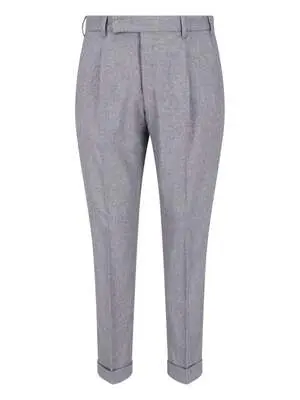 PT TORINO Tailored Cotton-silk Trousers With Refined Texture - Grey