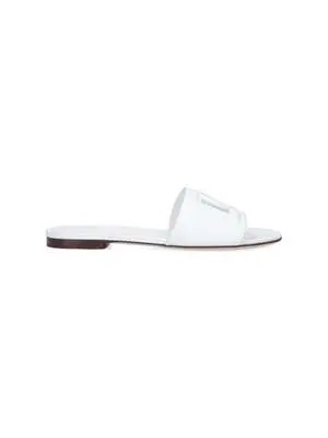 Dolce & Gabbana Leather Slide Sandals - White