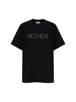 Stella McCartney Cotton T-shirt With Embellished Logo - Black