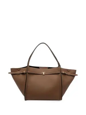 TOD'S T Timeless Medium Leather Tote Bag - Brown