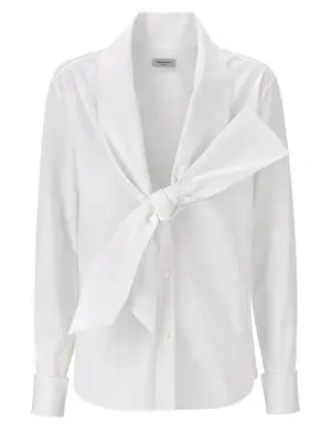 Saint Laurent Lavallière Collar Poplin Shirt - White