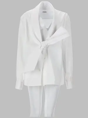 Saint Laurent Lavallière Collar Poplin Shirt - White