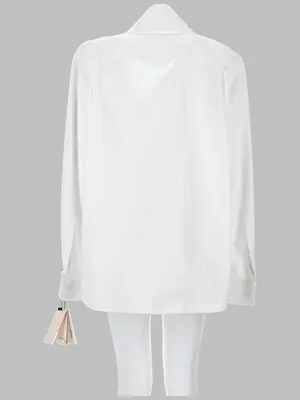 Saint Laurent Lavallière Collar Poplin Shirt - White