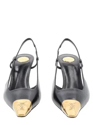 Saint Laurent Décolleté "jeanne" Con Punta In Metallo