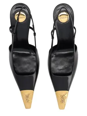 Saint Laurent Décolleté "jeanne" Con Punta In Metallo