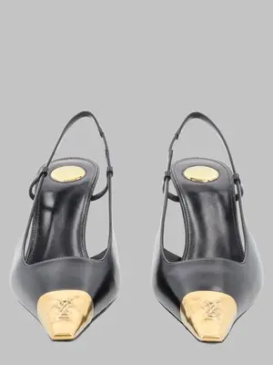 Saint Laurent Décolleté "jeanne" Con Punta In Metallo