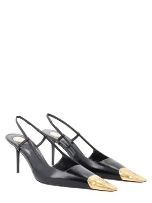 Saint Laurent Décolleté "jeanne" Con Punta In Metallo
