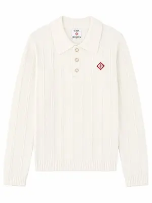 Casablanca Polo A Manica Lunga In Boucl - White