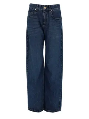 Brunello Cucinelli Contemporary Loose" Authentic Denim Jeans With Monile - Blue