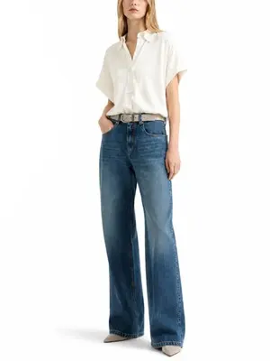 Brunello Cucinelli Contemporary Loose" Authentic Denim Jeans With Monile - Blue