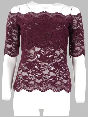 Rabanne Off-the-shoulder Lace Top - Bordeaux